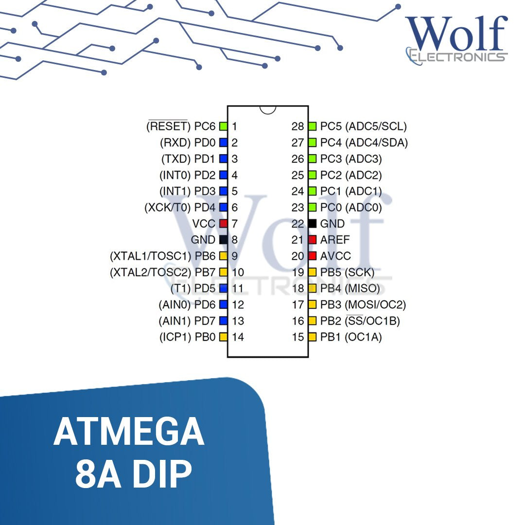 Microcontrolador AVR ATMEGA 8A DIP Wolf Electronics – WOLF ELECTRONICS IT