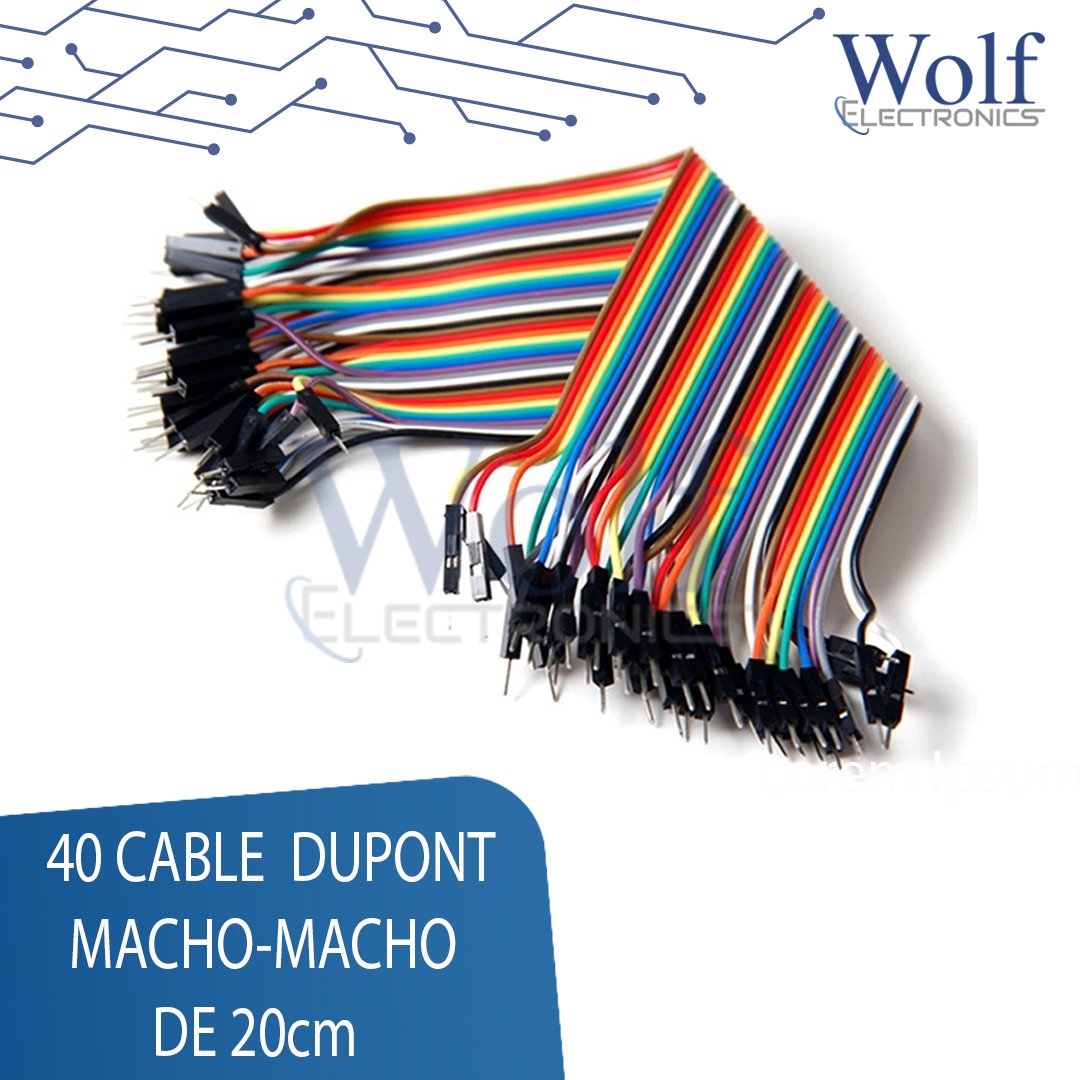 PAQUETE 40 CABLES DUPONT MACHO MACHO ARDUINO 2OCM. Wolf Electronics ...